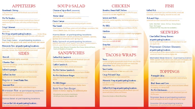 Boneheads Menu: Appetizers & More | PDF | Salad | Asian Cuisine