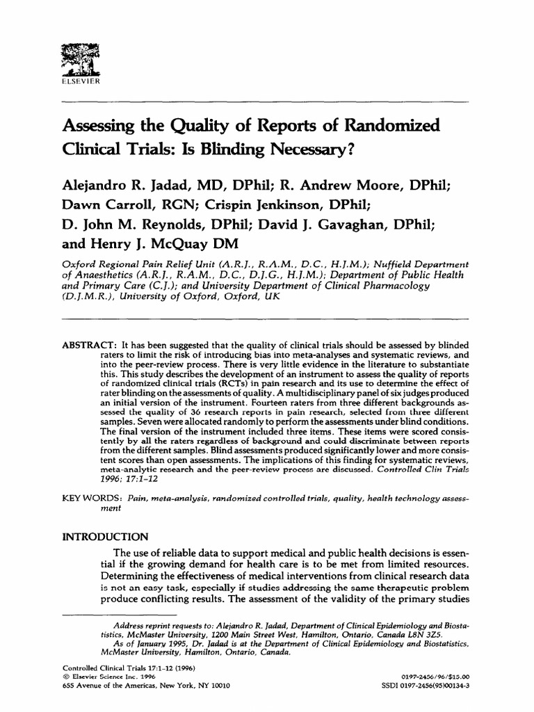 Jadad Scale PDF | PDF | Randomized Controlled Trial | Meta Analysis
