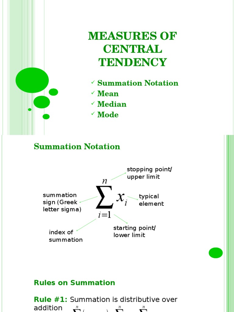 Measures of Central Tendency | PDF | Summation | Arithmetic Mean