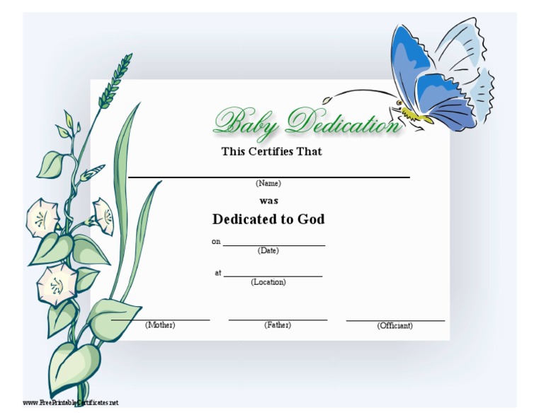 Baby Dedication Certificate Butterfly PDF | PDF