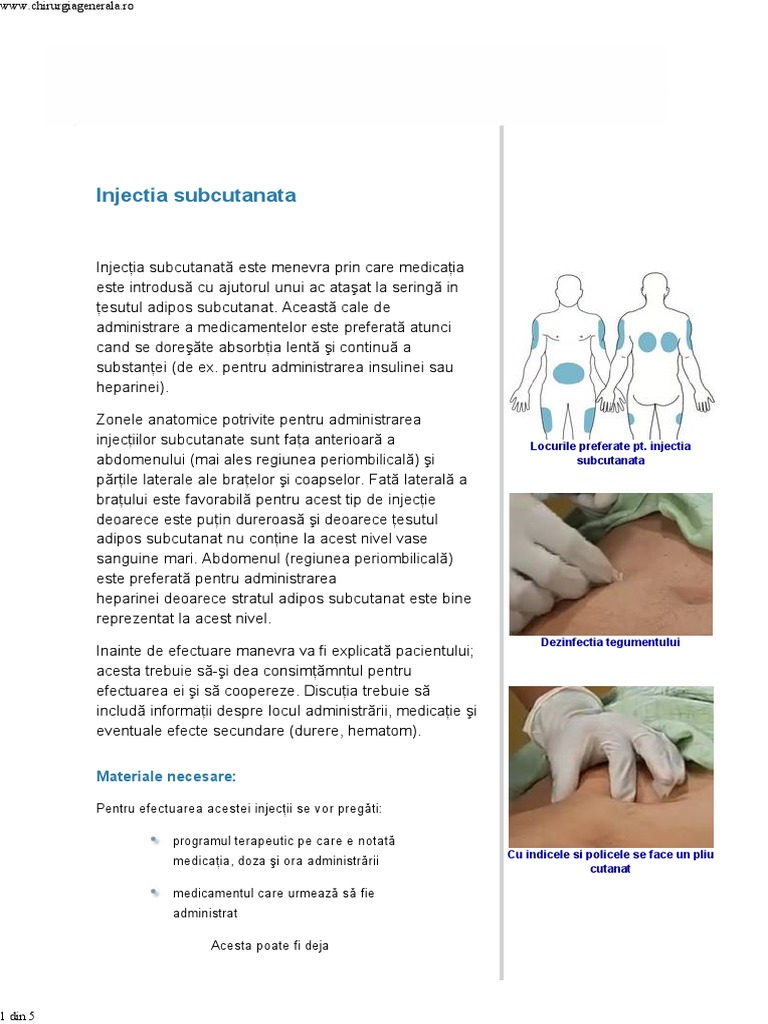 Injectia Subcutanata În Imagini | PDF