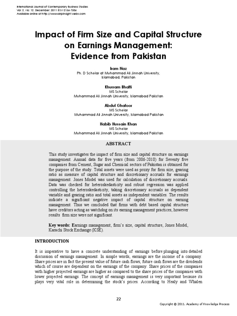 Impact of Firm Size and Capital Structur PDF | PDF | Capital Structure ...