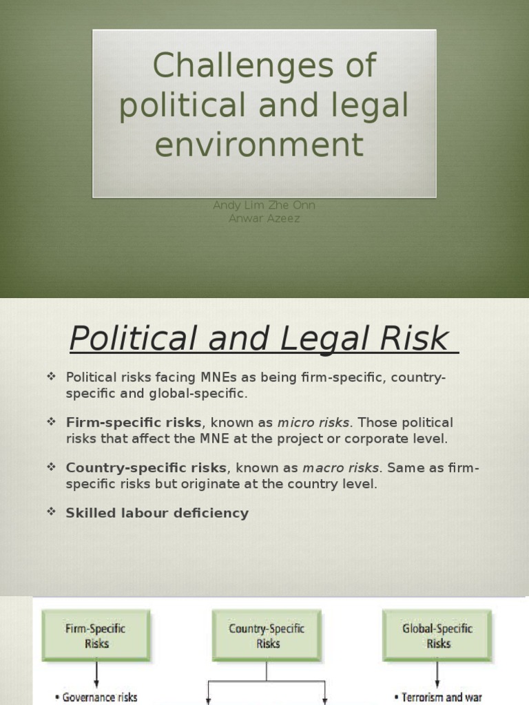 Challenges of Political and Legal Environment | PDF