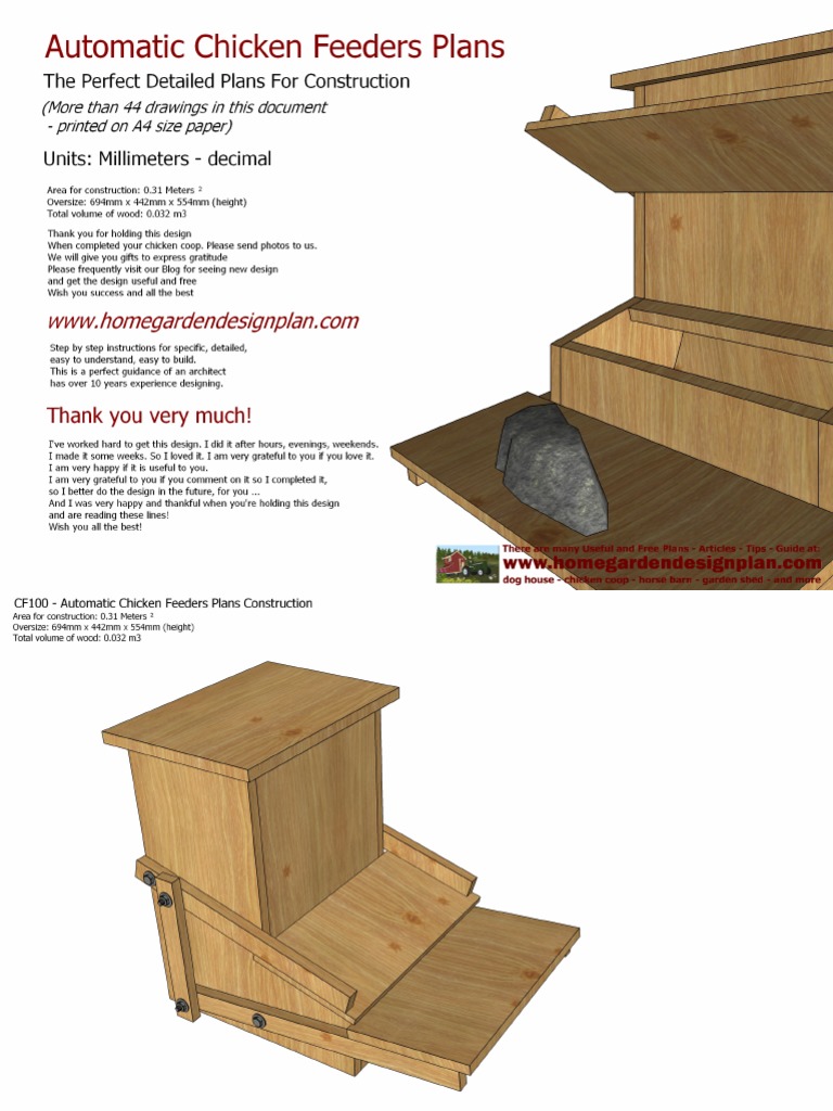Automatic Chicken Feeders Plans Construction | PDF