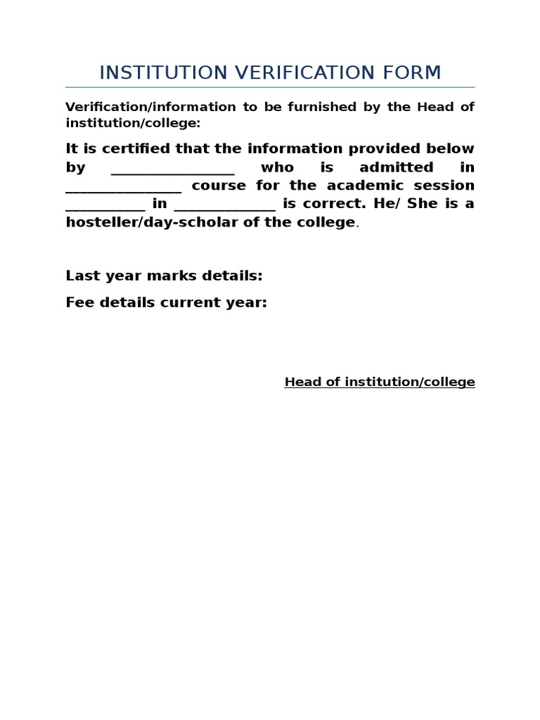 Institution Verification Form | PDF