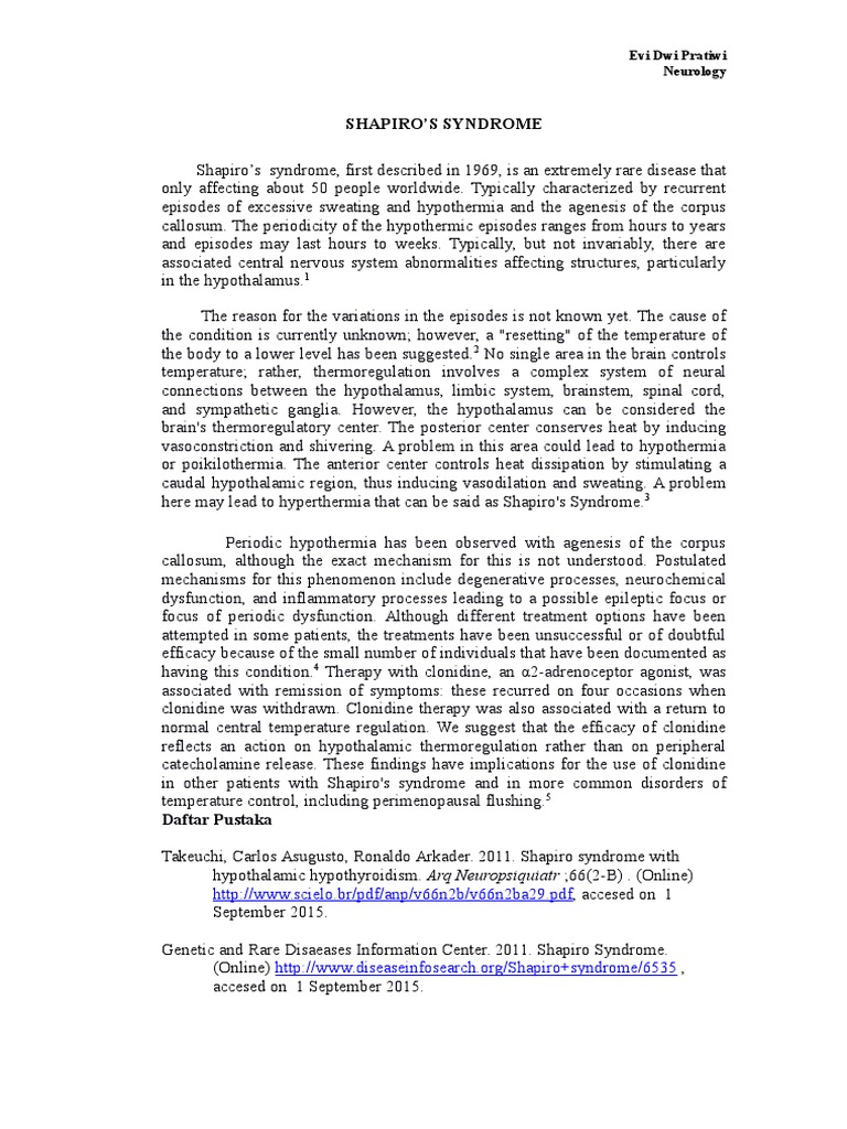 Shapiro's Syndrome | PDF | Hypothermia | Hyperthermia