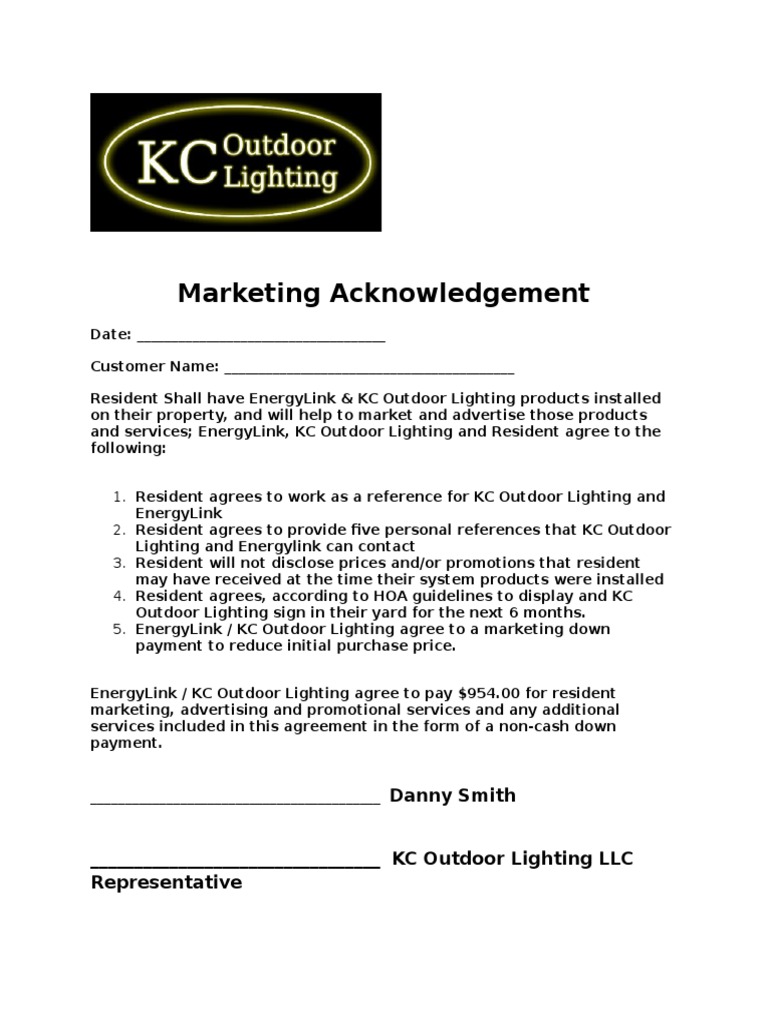 Marketing Acknowledgement Pdf