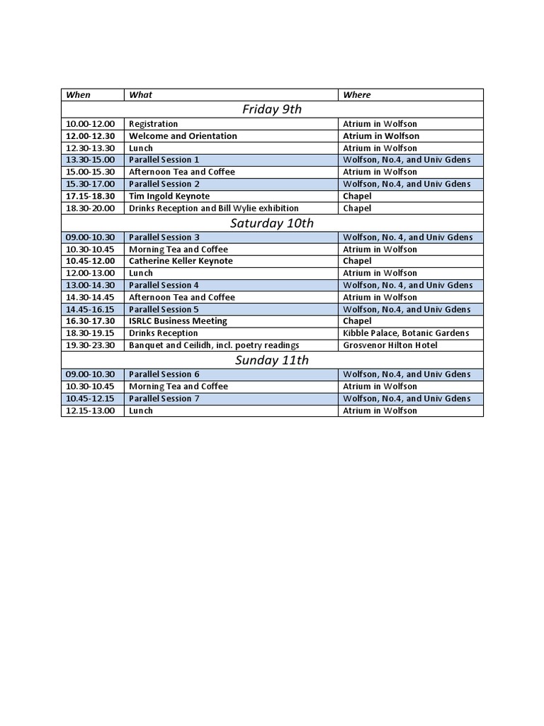 Lines in Sand Schedule | PDF