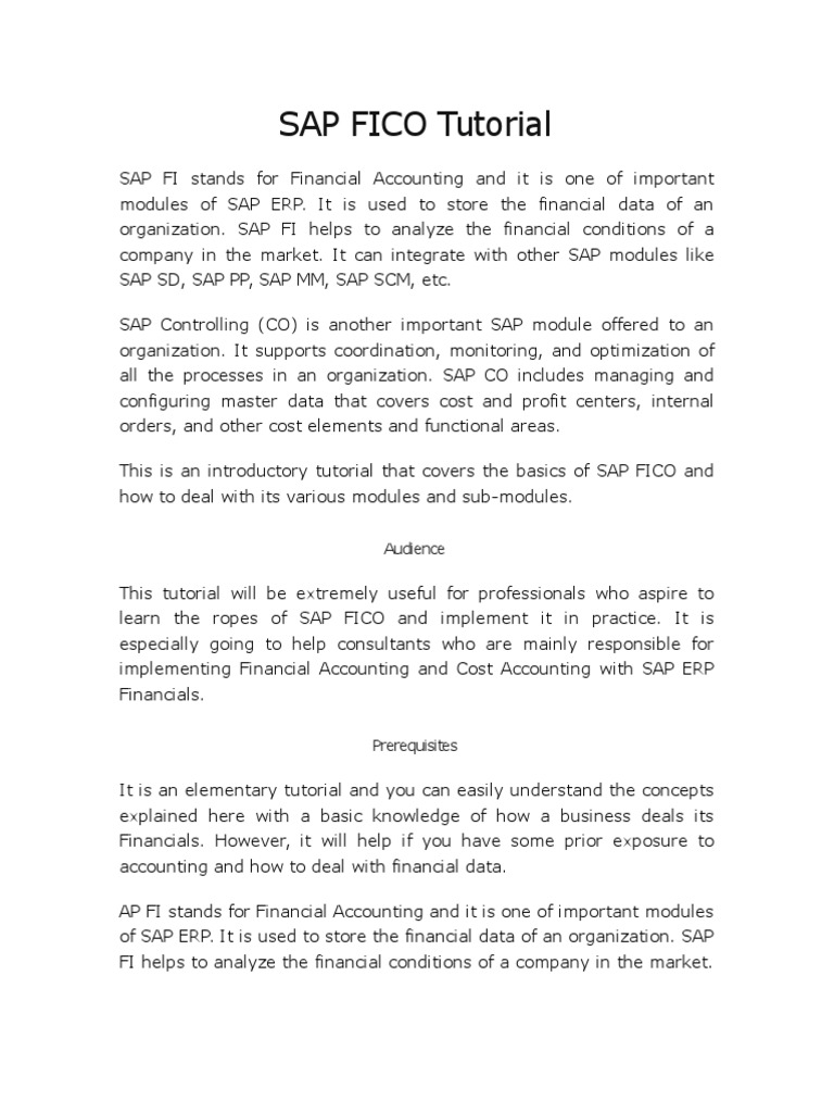 Sap Fico Tutorial | PDF | Debits And Credits | Payments