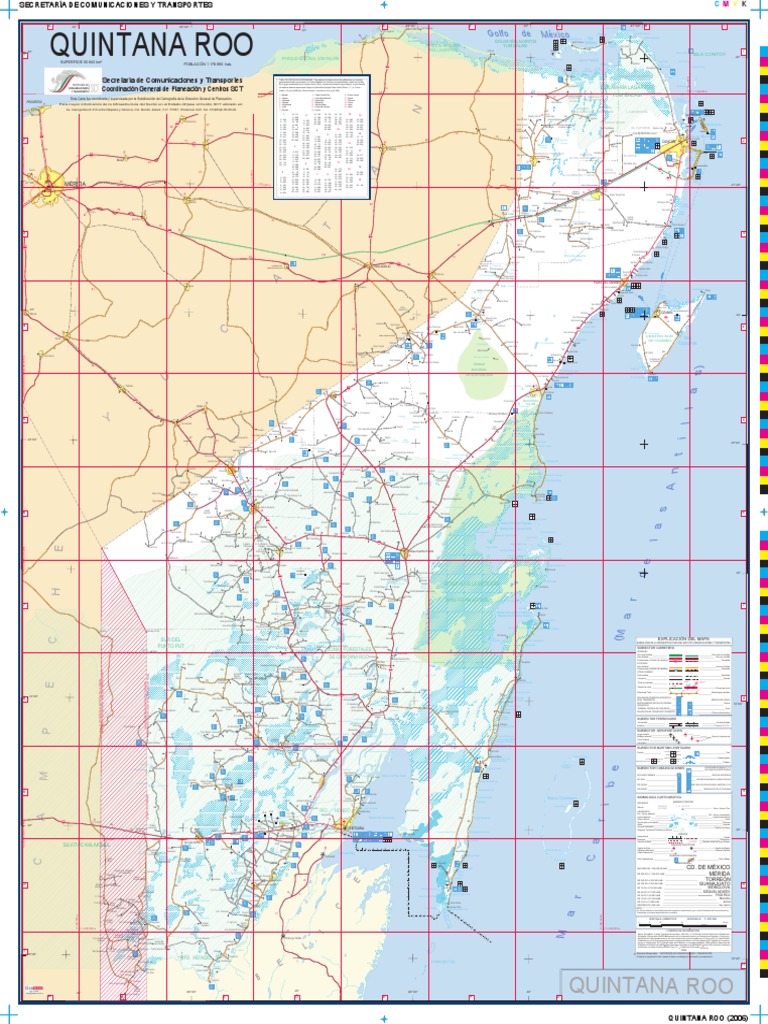 Mapa de Quintana Roo: Comunicaciones, transportes y rasgos físicos ...