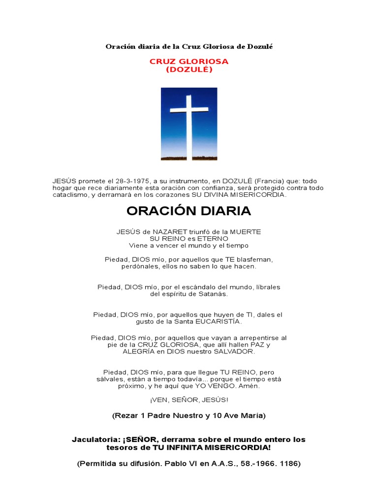 Oración Diaria de La Cruz Gloriosa de Dozulé | PDF