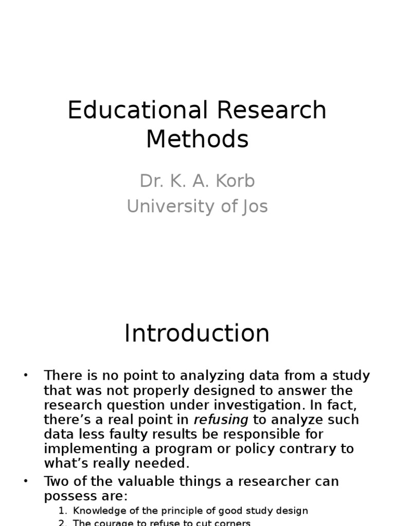 Educational Research Methods: Dr. K. A. Korb University of Jos | Download Free PDF | Experiment ...