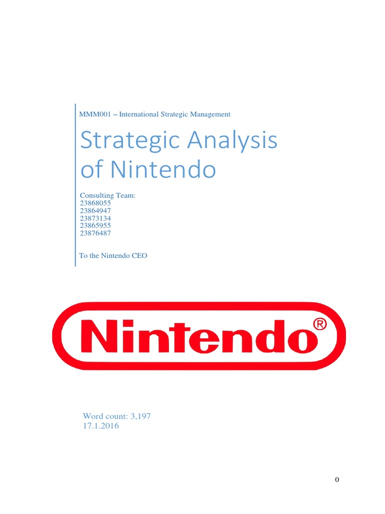 Nintendo Strategic Management Analysis | PDF | Nintendo | Video Game ...