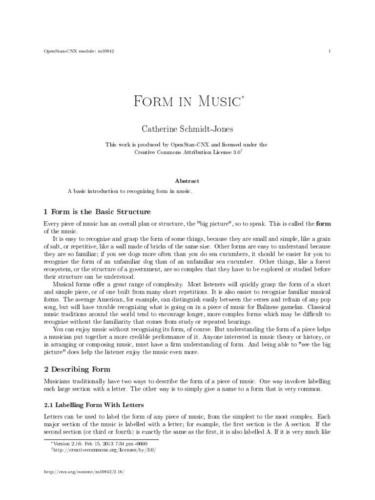 Form in Music: Recognizing Structure | PDF | Musical Forms | Song Structure