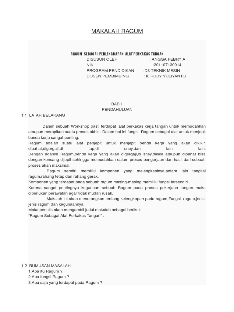 Ragum: Alat Penjepit Benda Kerja | PDF