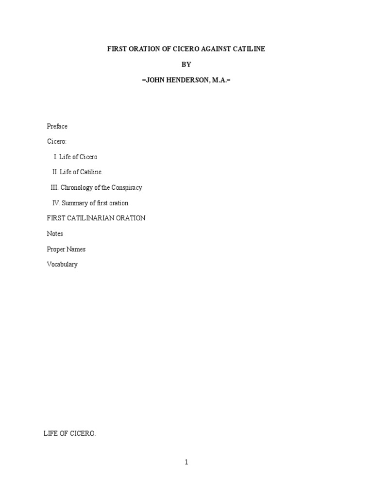 First Oration of Cicero Against Catiline | PDF | Cicero | Mark Antony