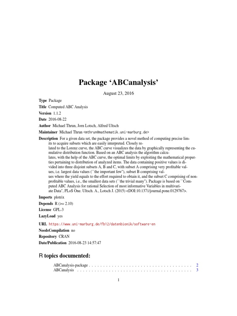 Package Abcanalysis': R Topics Documented | PDF | Parameter (Computer Programming) | Array Data ...
