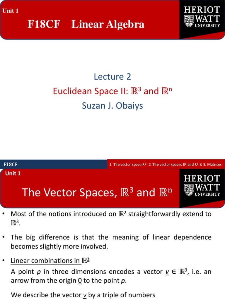 Linear Algebra Lect 2 | PDF | Vector Space | Basis (Linear Algebra)