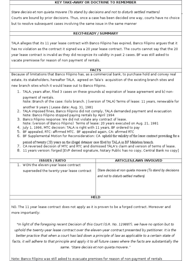 Case#1 - Tala Realty Services Corp. v. Banco Filipino Savings and ...