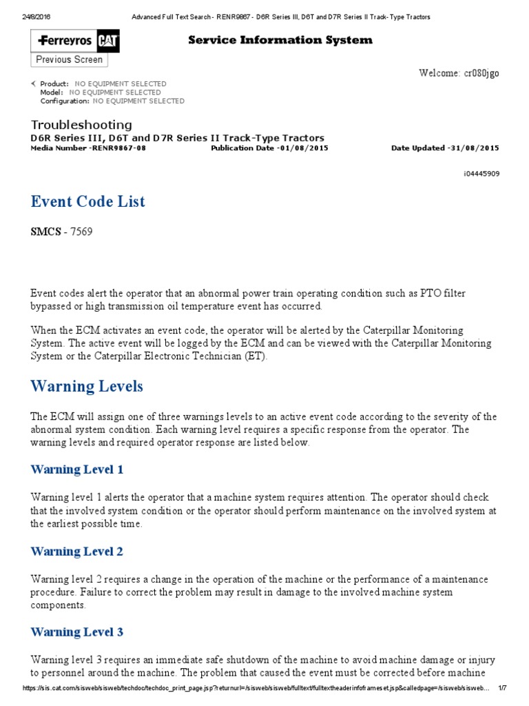 Event Code List: Warning Level 1 | PDF