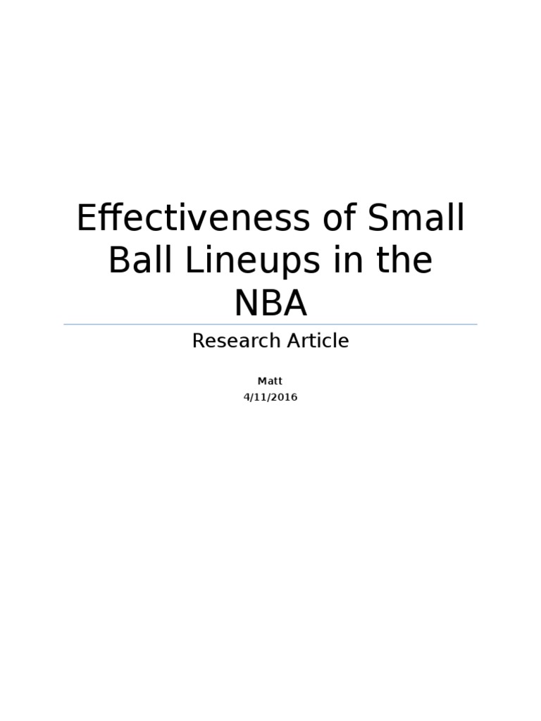 The Effectiveness of NBA Small Ball | PDF | Statistics | Regression ...