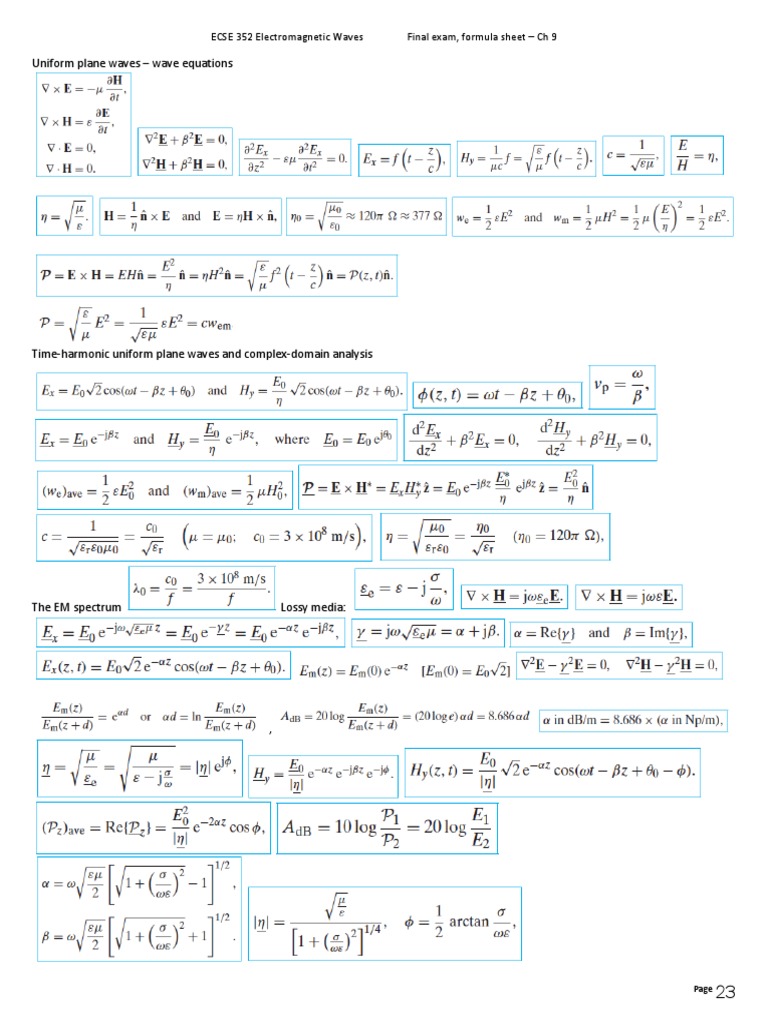 Uniform Plane Waves - Wave Equations | PDF