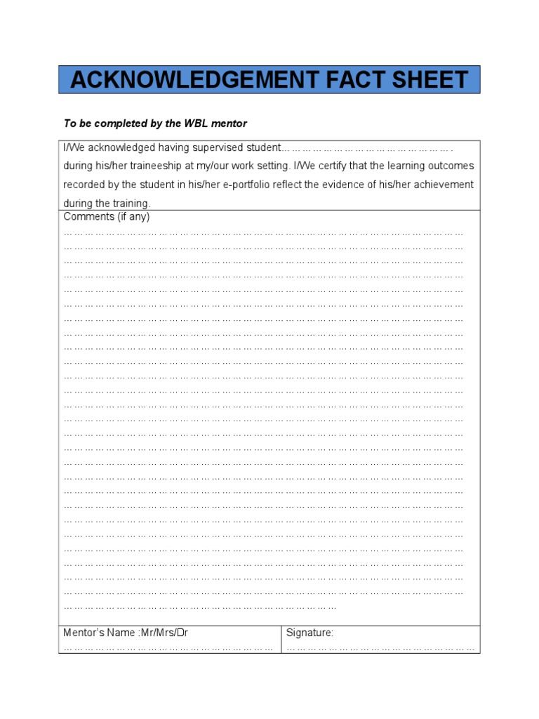 Acknowledgment Fact Sheet | PDF