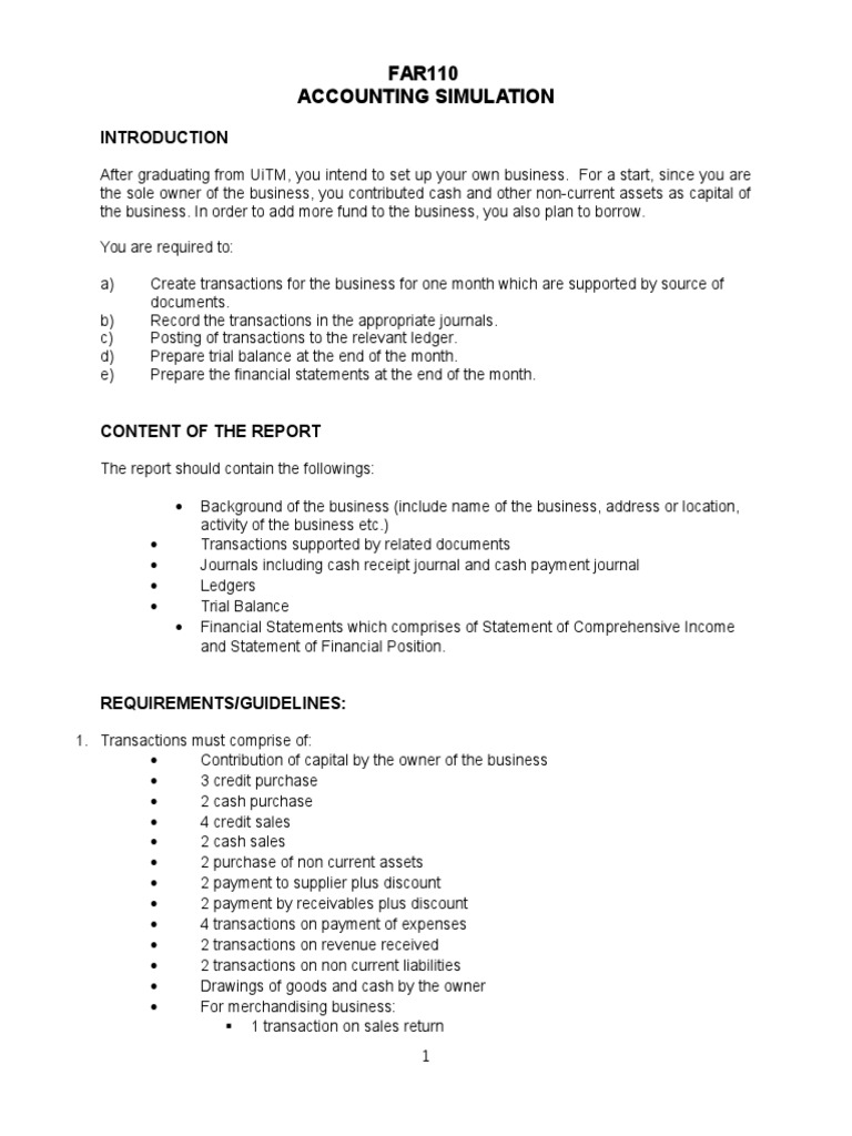 Far110 Accounting Simulation-Edited | PDF