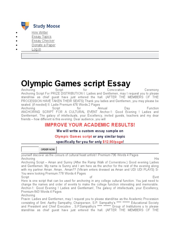 Olympic Games Script Essay: Improve Your Academic Results! | PDF ...