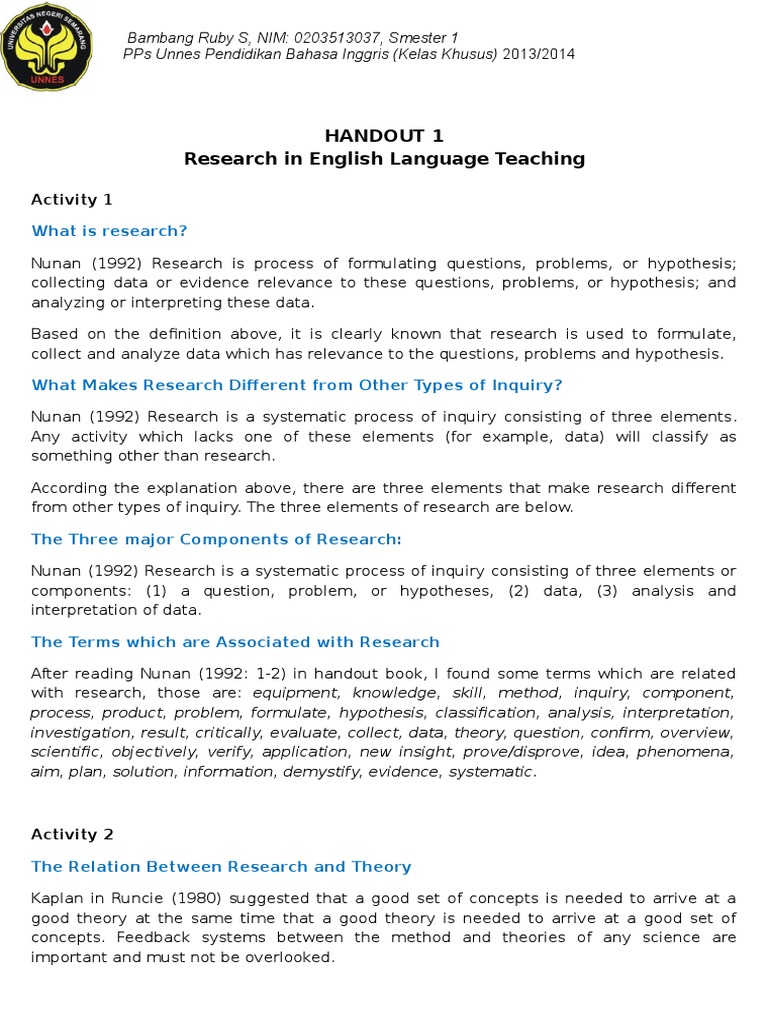 Research in English Language Teaching | PDF