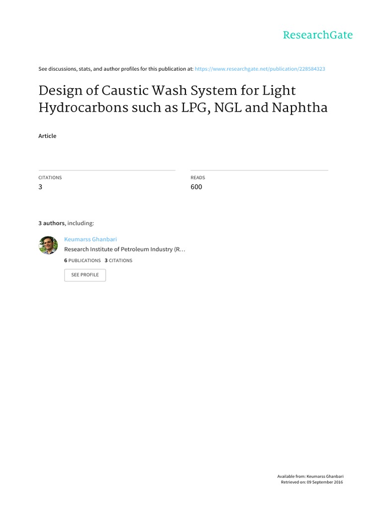 Design of Caustic Wash System For Light Hydrocarbo PDF | PDF | Sulfide ...