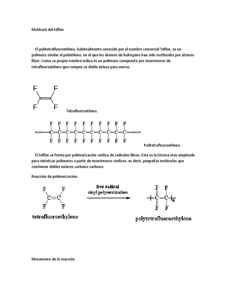 Molécula Del Teflón | Radical (Química) | Polímeros