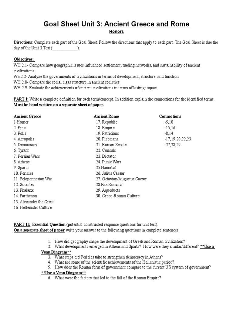 Unit 3 Gs Honors | PDF | Ancient Rome | Ancient Greece