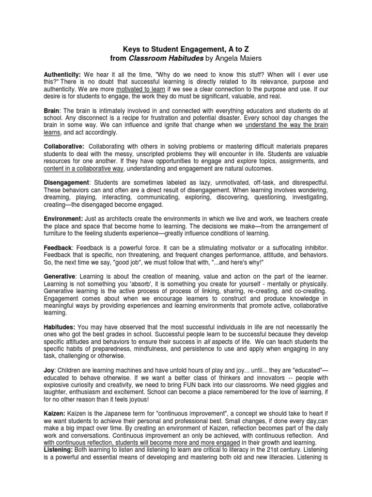 Keys To Student Engagement | PDF | Self Efficacy | Motivation