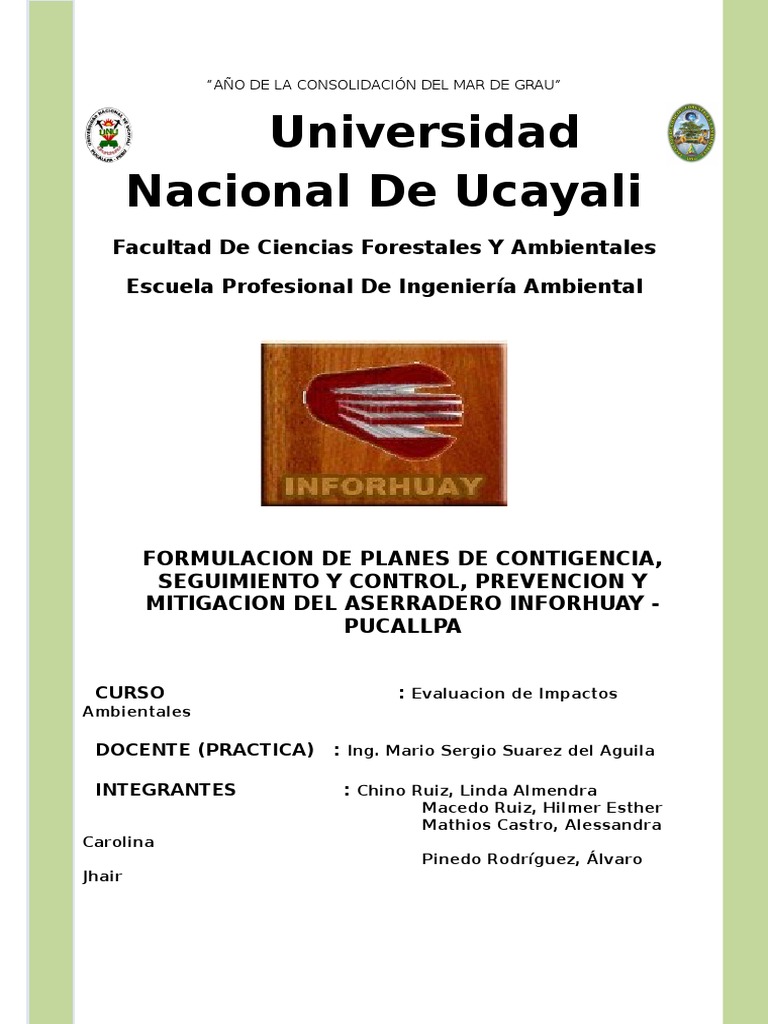 Plan Contigencia Inforhuay-Pucallpa-Eia2 | PDF | Bombero | Policía
