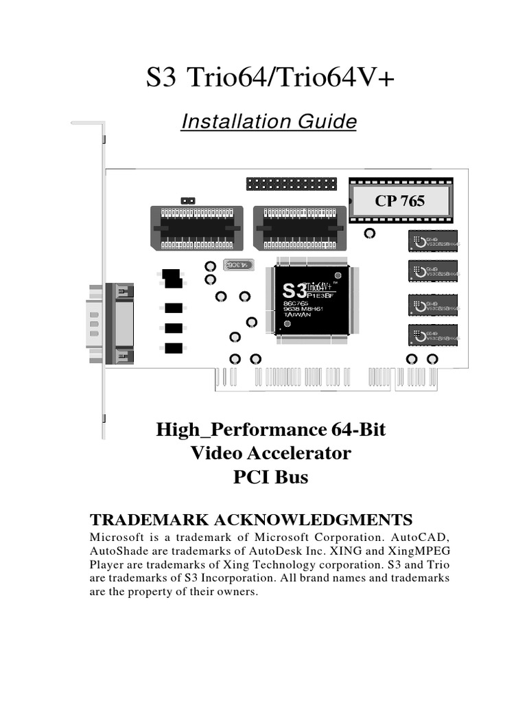 S3 Trio64/Trio64V+: Installation Guide | PDF | Microsoft Windows ...