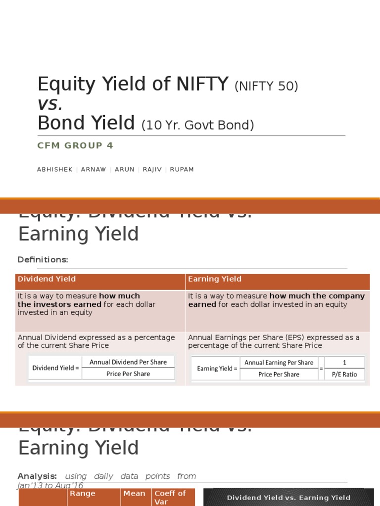 Equity Yield vs Bond Yield | Bonds (Finance) | Yield (Finance)
