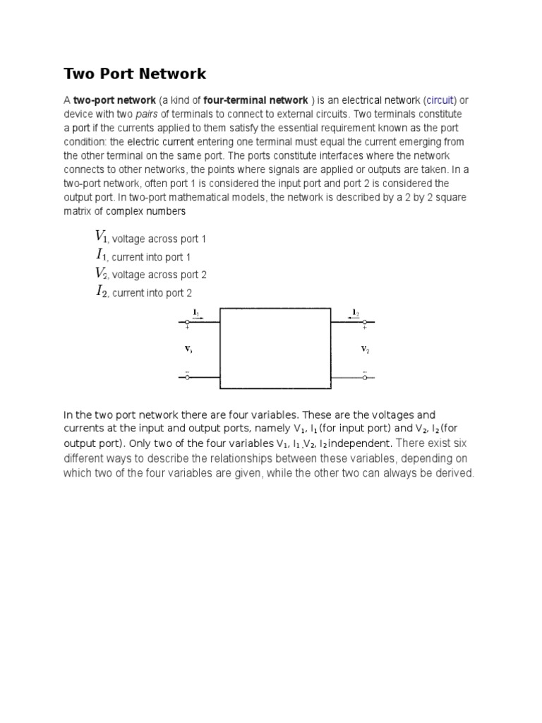 Two Port Network | PDF | Electrical Network | Electronic Circuits