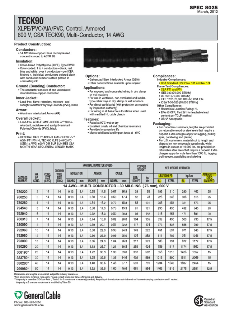 General Wire Teck Cables 2013 | PDF | Electrical Wiring | Electrical ...