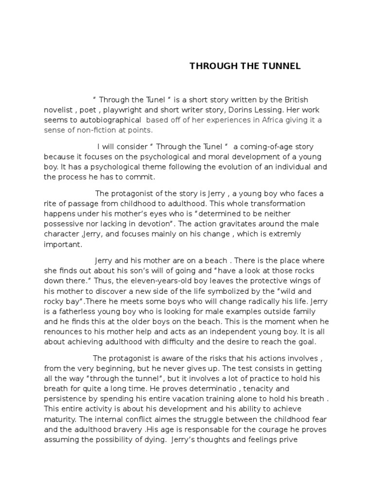 Through The Tunnel | PDF | Courage | Childhood