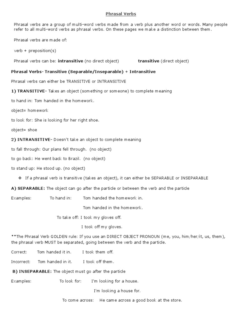 Phrasal Verbs TOEIC | PDF | Object (Grammar) | Verb