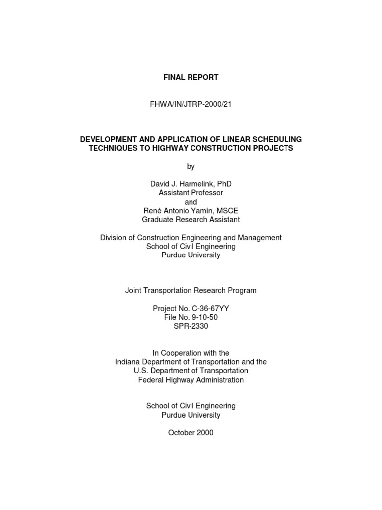 Linear Scheduling Method | PDF | Scheduling (Production Processes ...