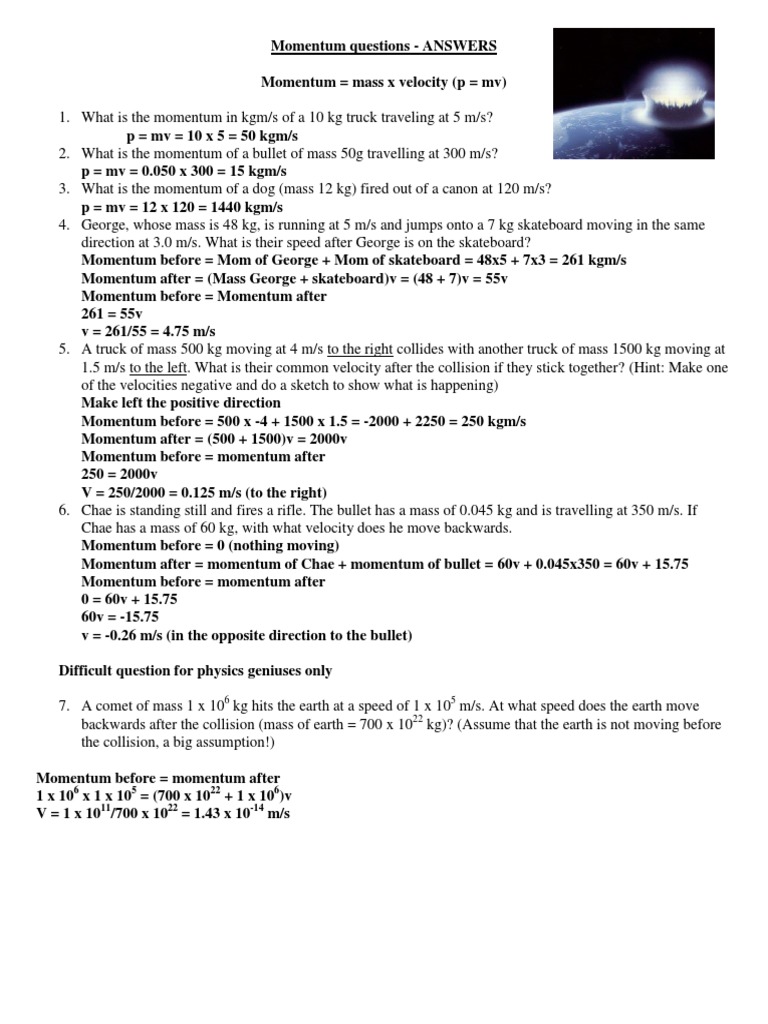 Momentum Questions and Answers PDF | PDF