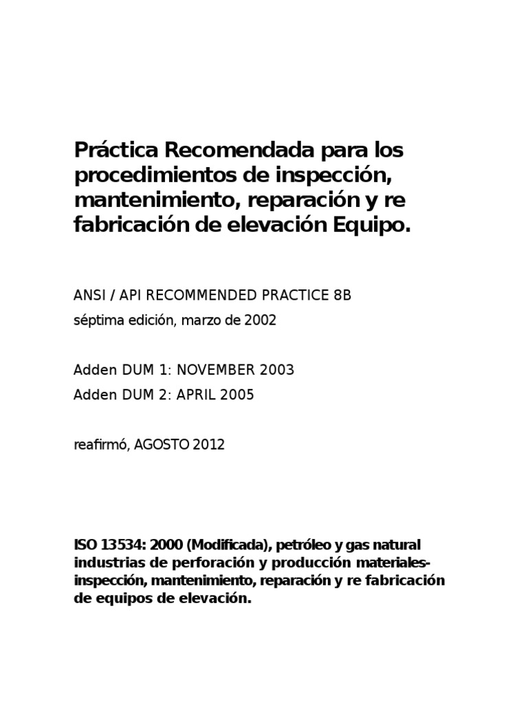 API RB 8B 6° Edicion (Español) | PDF | Tecnología