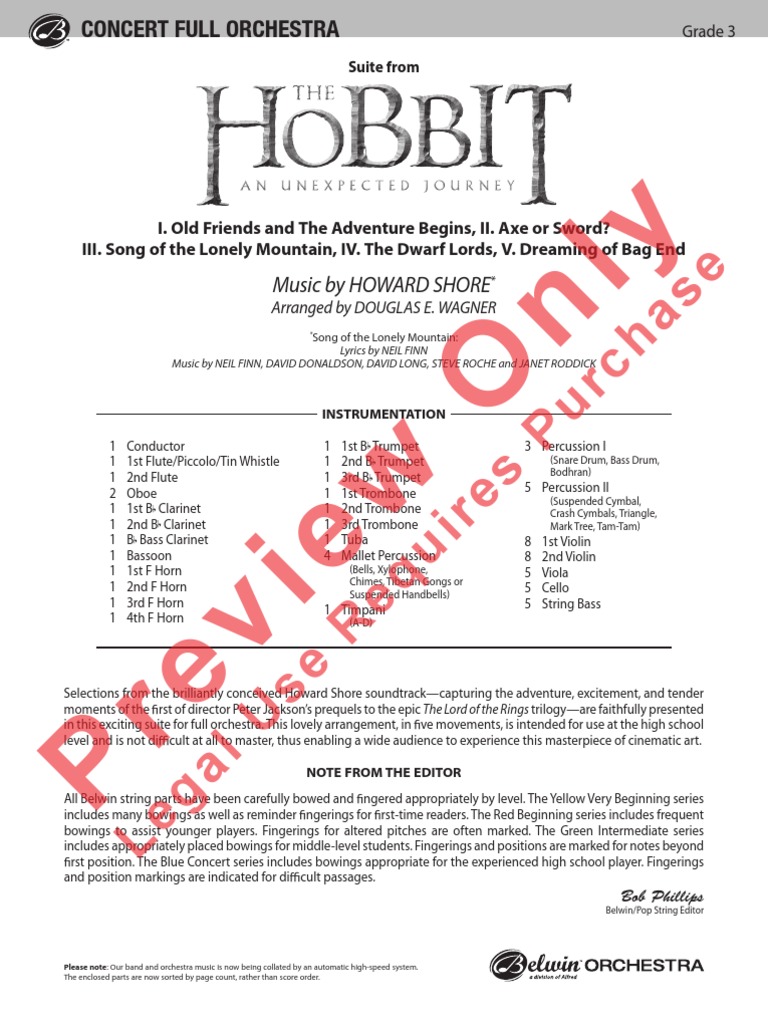 Grade Orquestra Hobbit Jouney | PDF | Orchestras | String Instruments