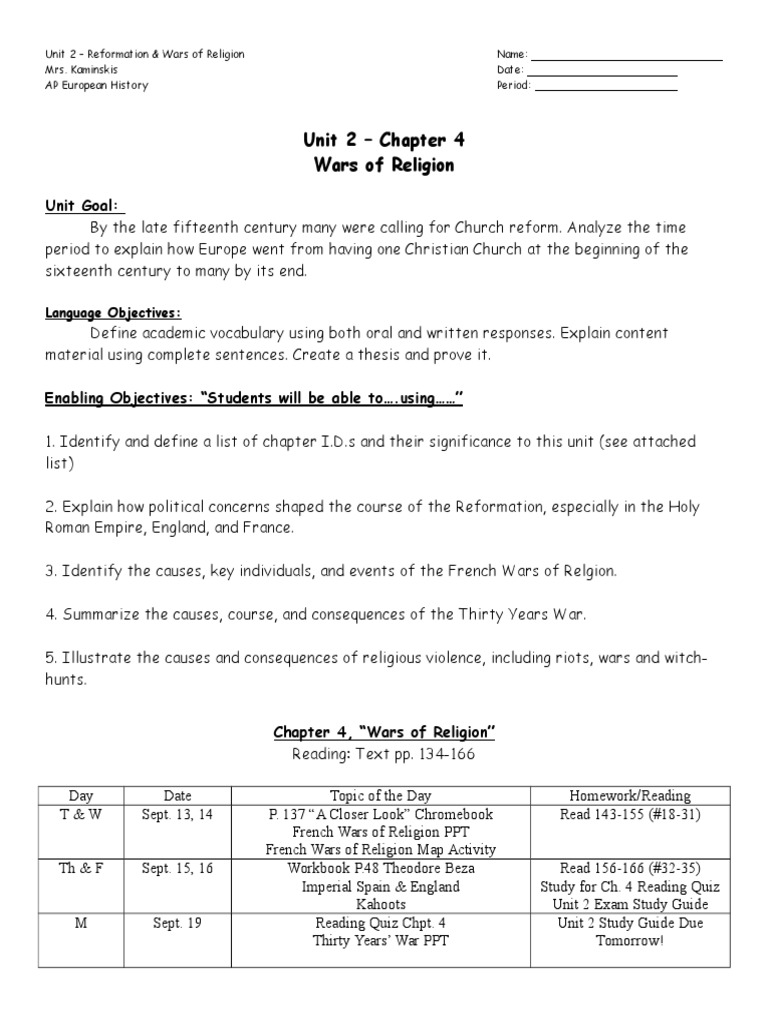 Unit 2 CHPT 4 Guide | PDF | Early Modern Period | Unrest