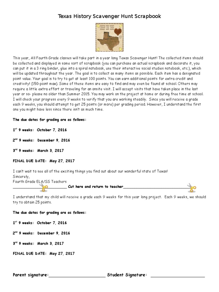 Texas History Scrapbook and Scavenger Hunt 16-17 | PDF | Scrapbooking