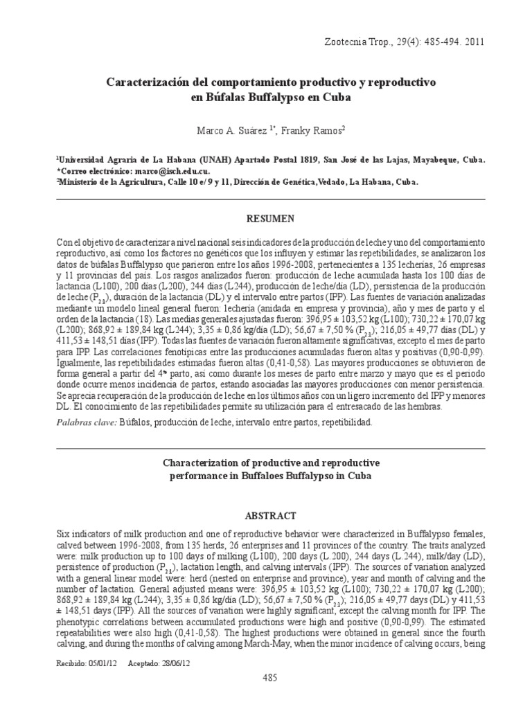 BUBALINOCULTURA - Caracterización Del Comportamiento Productivo y ...