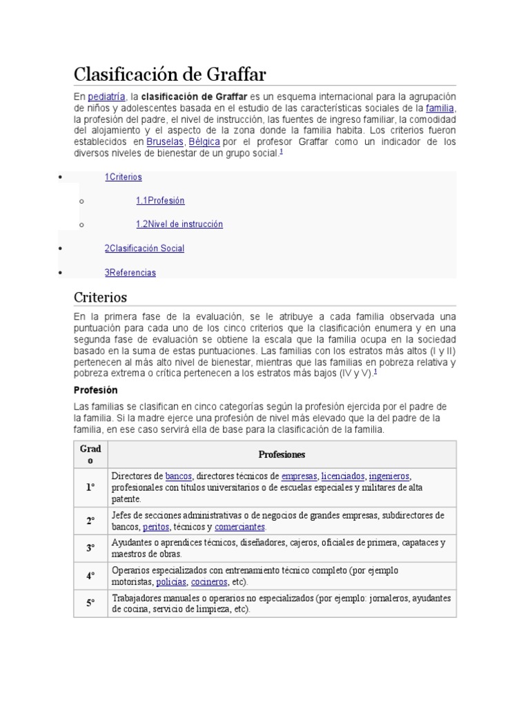 Clasificación de Graffar | PDF | Educación Secundaria | Educación primaria