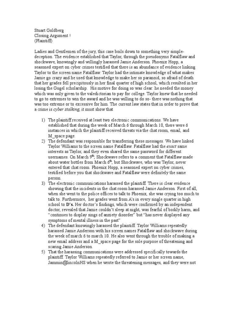 Closing Argument | Crimes | Crime & Justice